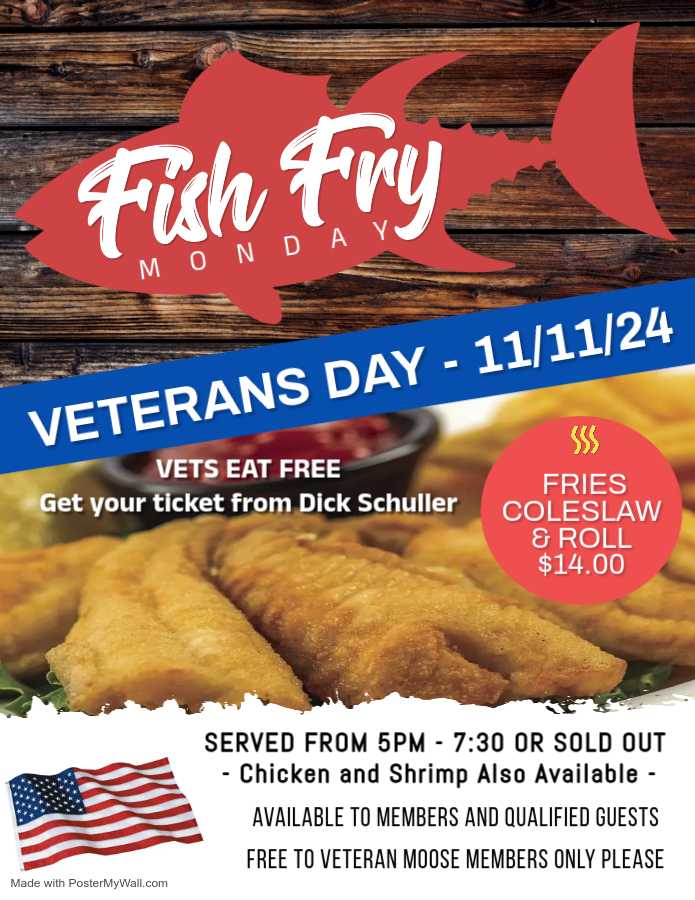 Veterans Day Fish Fry | Sylvania Moose Lodge #1579